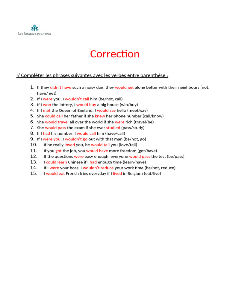 Conditional Sentences Practice Exercise | PDF