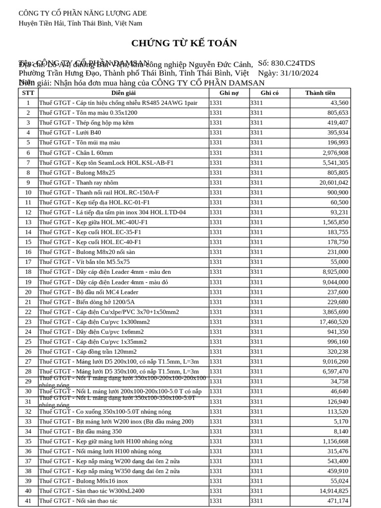 Chung Tu Ke Toan Mau Chi Tiet | PDF