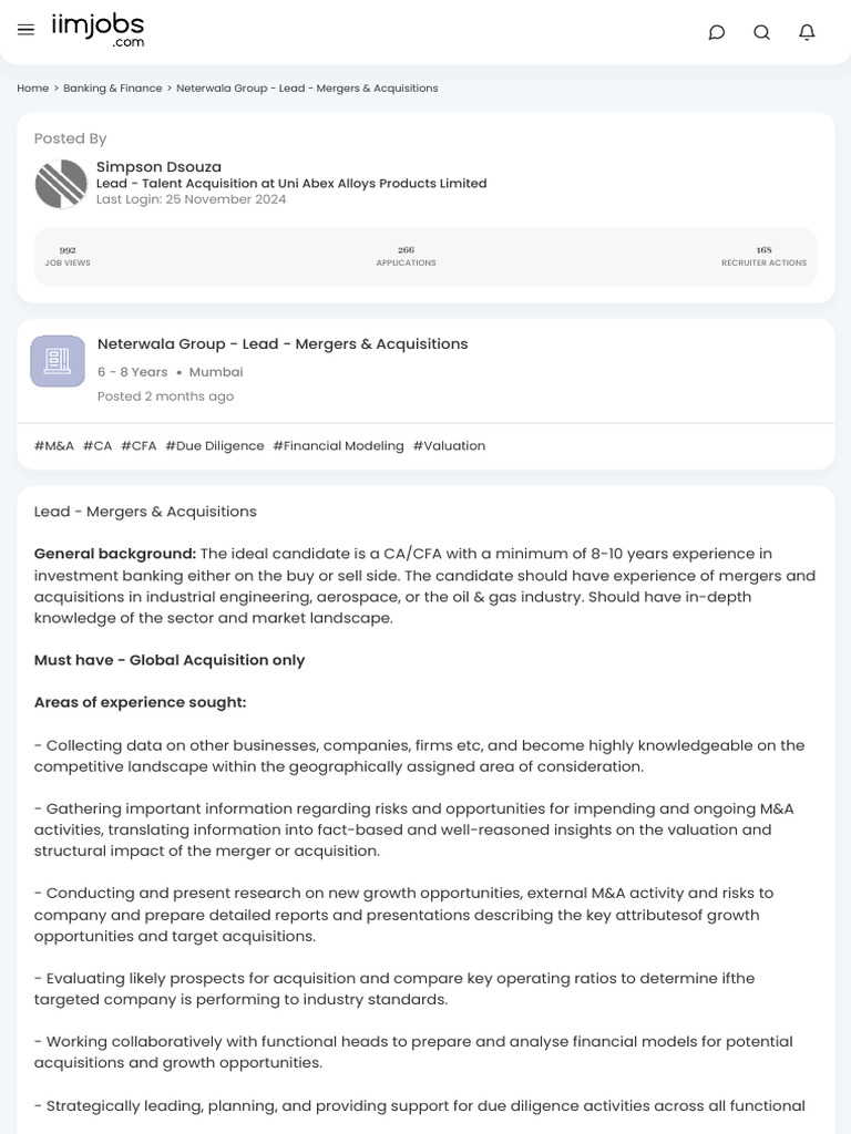 Neterwala Group - Lead - Mergers & Acquisitions | PDF | Mergers And ...
