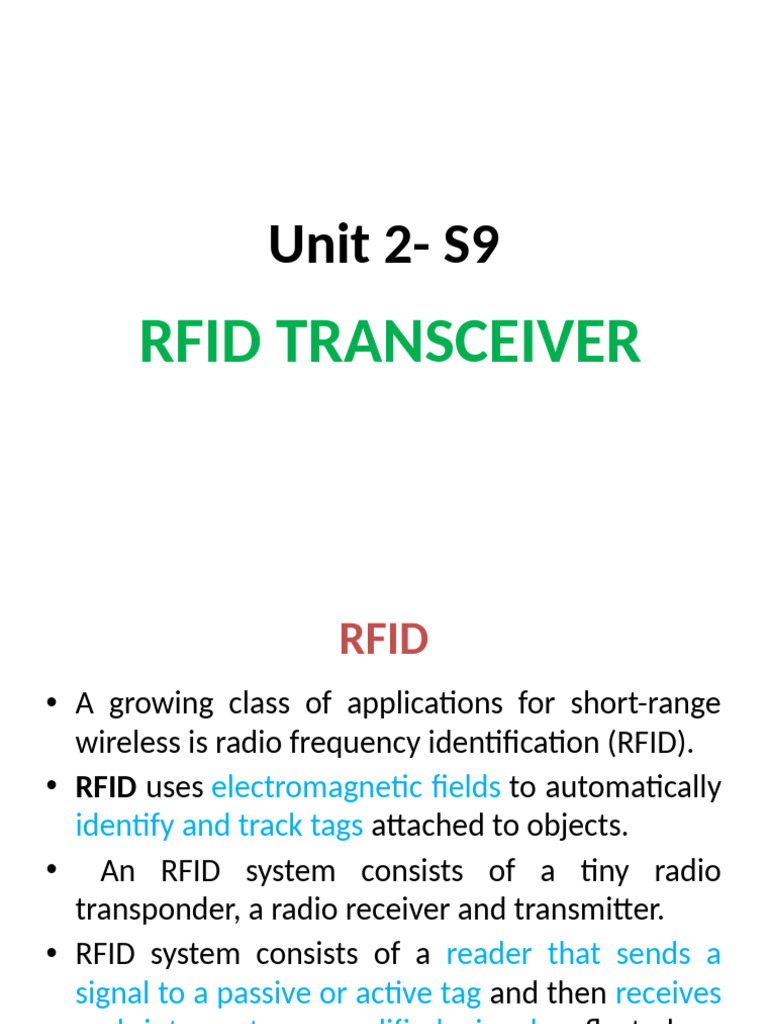 Unit 2 - S9 RFID | PDF | Radio Frequency Identification | Radio
