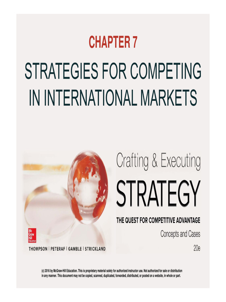 Chapter VII-20 Strategies for Competing in International Markets | PDF