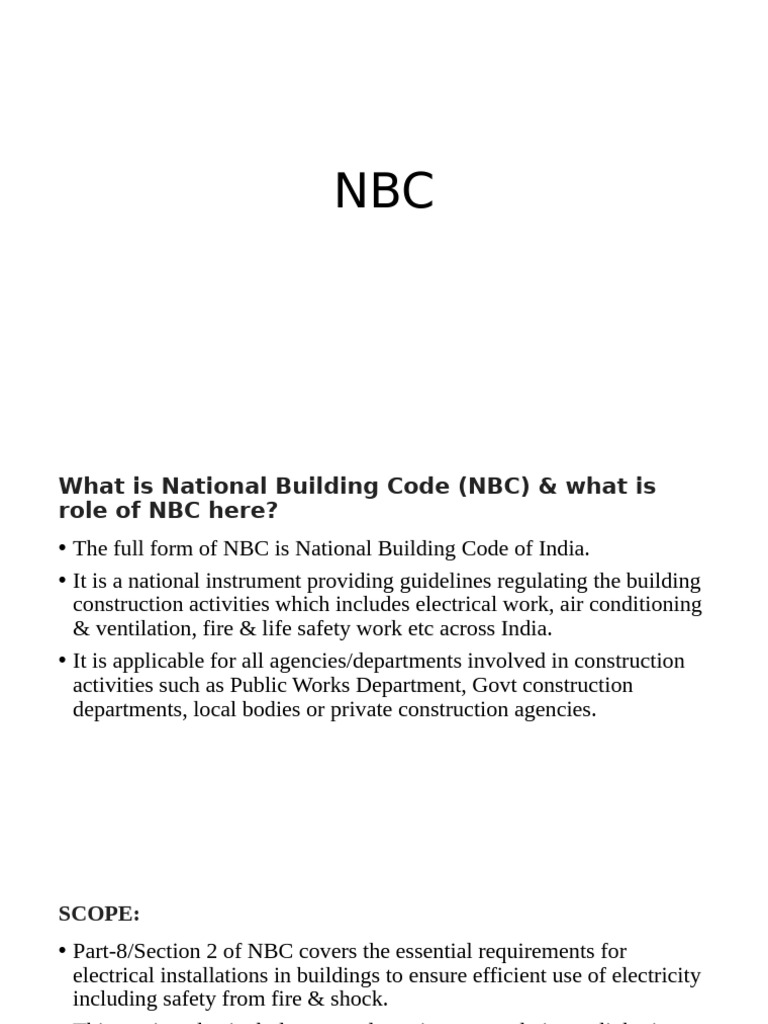 NBC | PDF | Electrical Wiring | Building Engineering