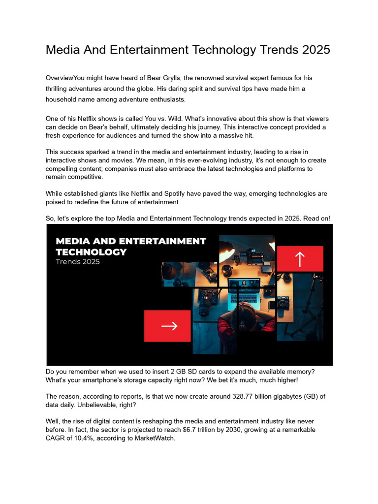Media and Entertainment Technology Trends 2025 | PDF | Cloud Computing ...