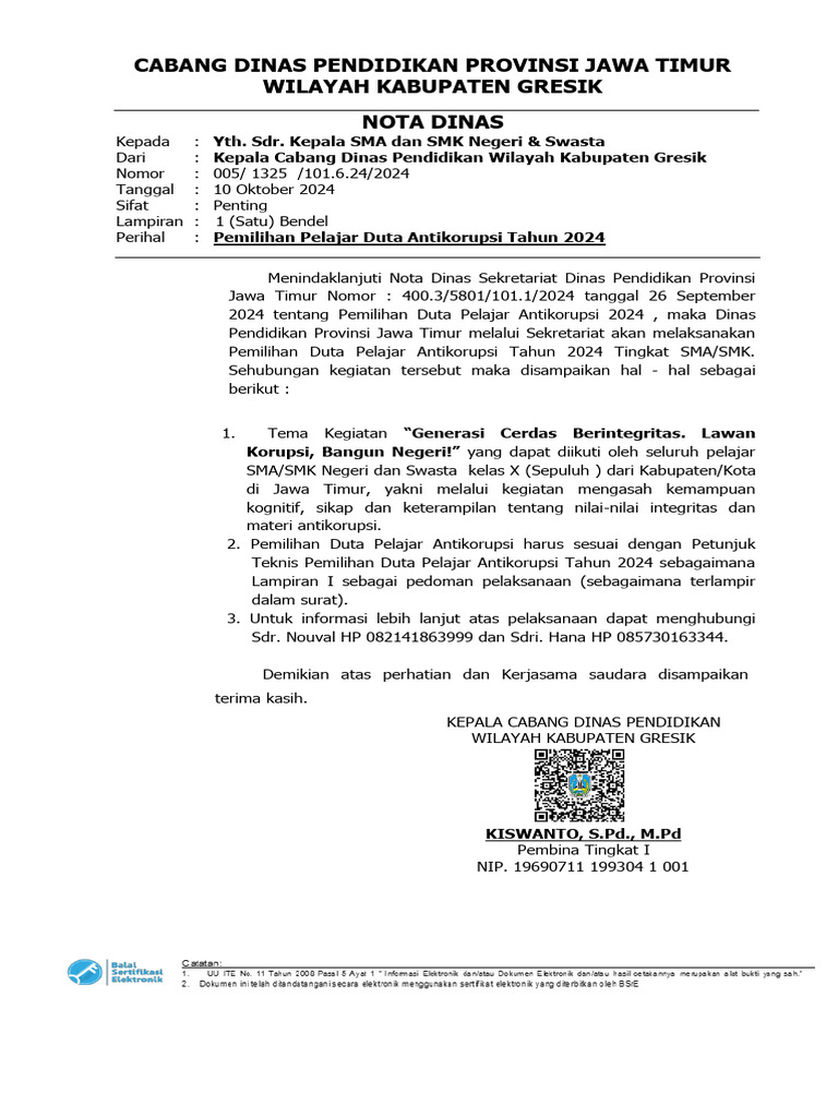 NODIN Anti Korupsi Tahun 2024 | PDF