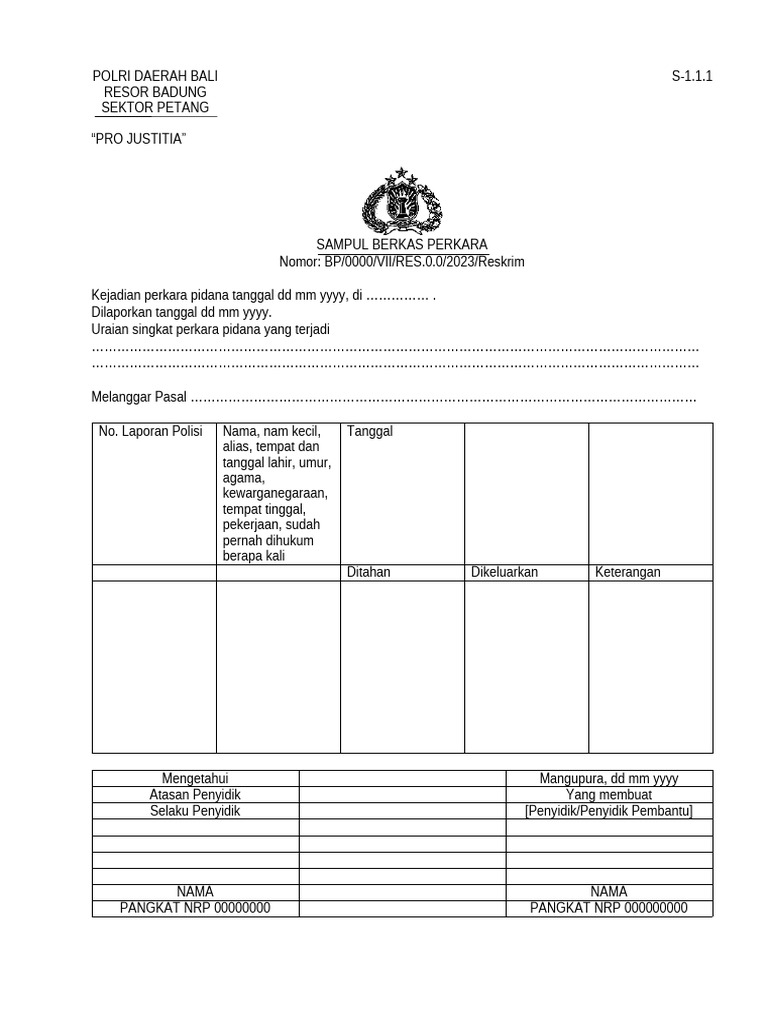 Format Sampul Berkas Perkara | PDF