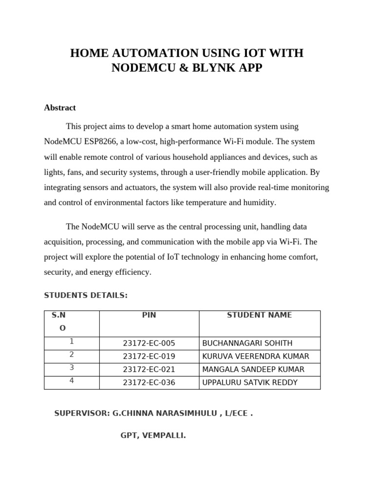 Abstract, GPT Vempali. | PDF | Internet Of Things | Home Automation