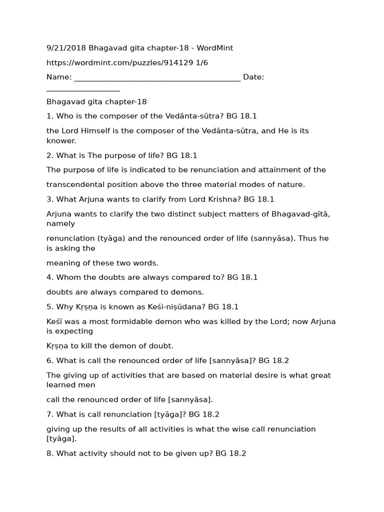 Chapter 18 Moksha Sanyas Yoga | PDF | Indian Philosophy | Hindu Philosophy