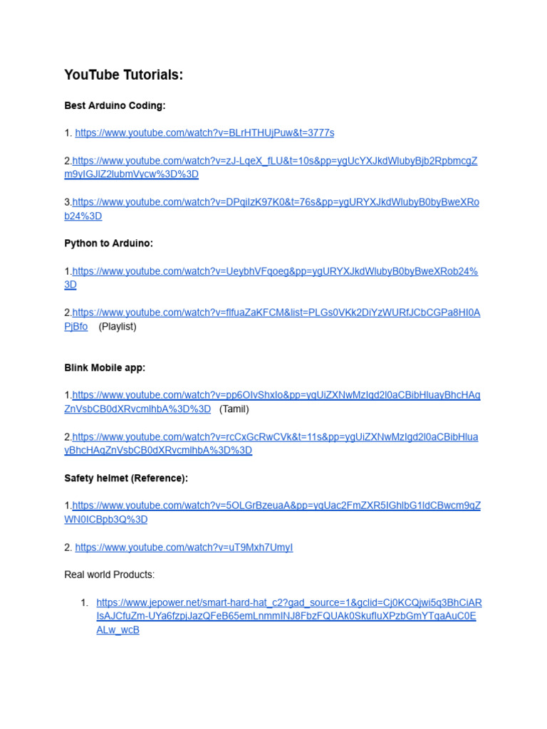 YouTube Tutorials and References | PDF