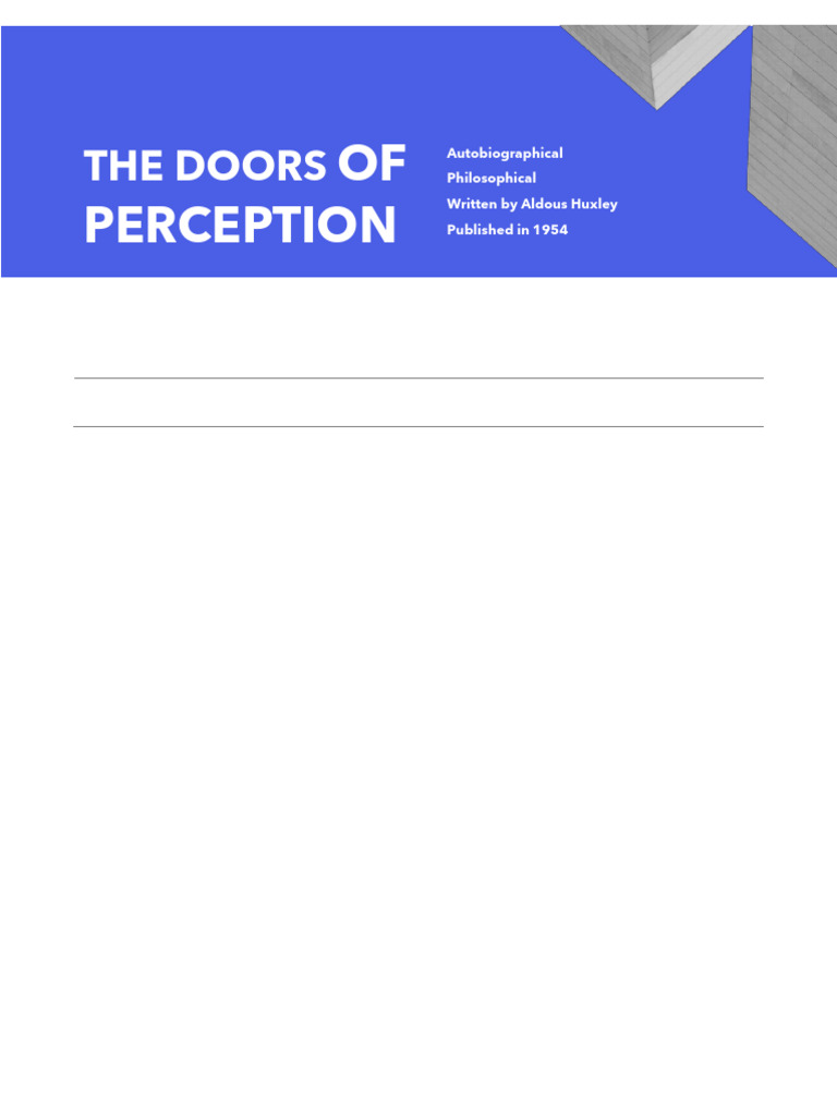Huxley's Doors of Perception Overview | PDF