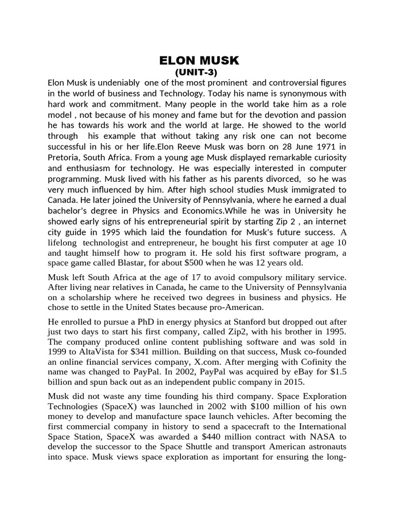 New elon musk | PDF | Elon Musk | Space X