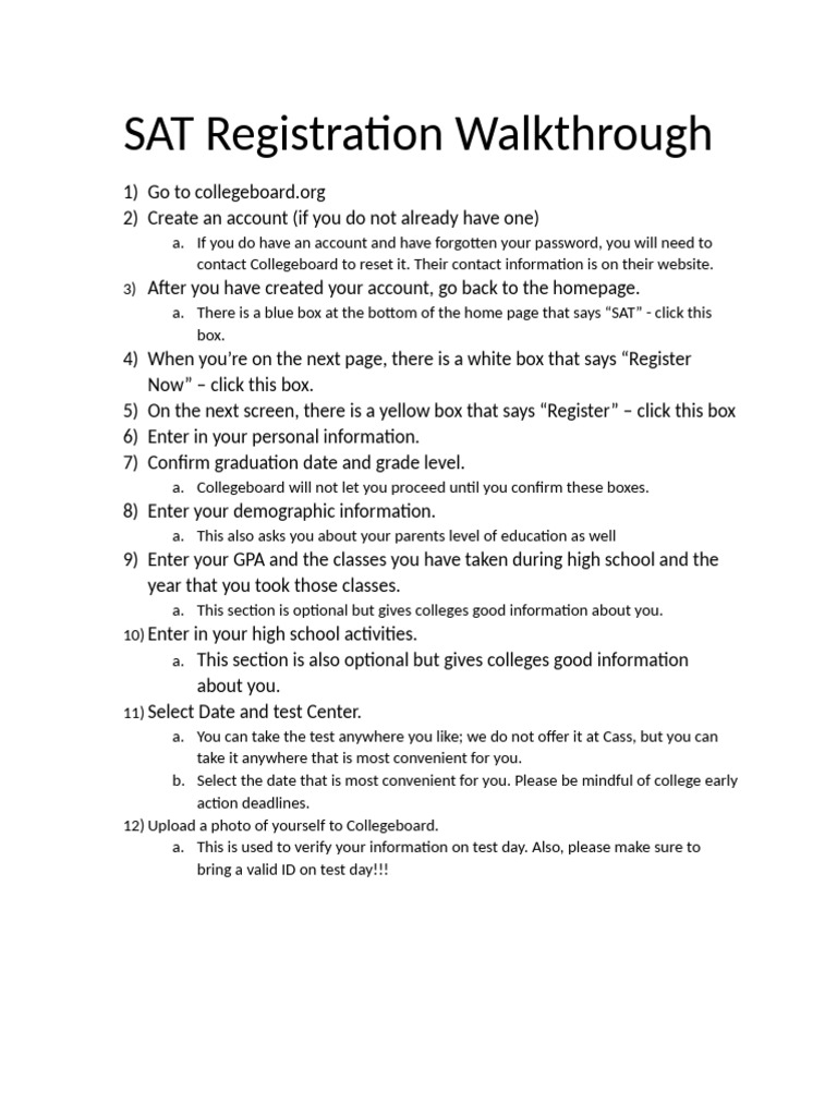 SAT Walkthrough Sheet | PDF
