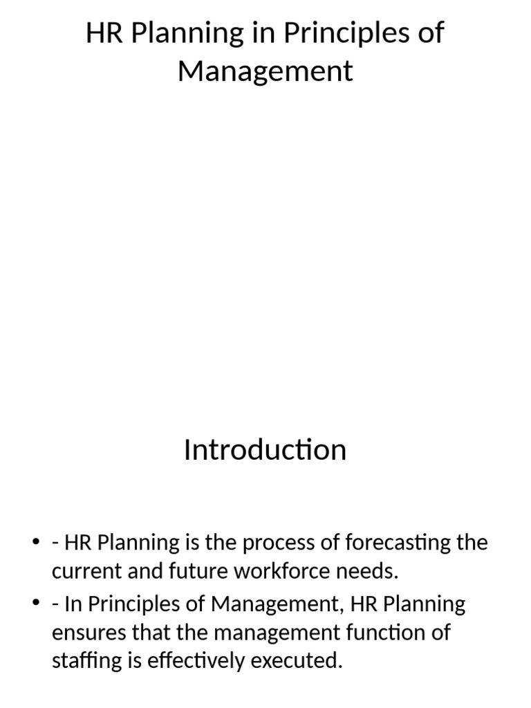 HR Planning in Principles of Management | PDF