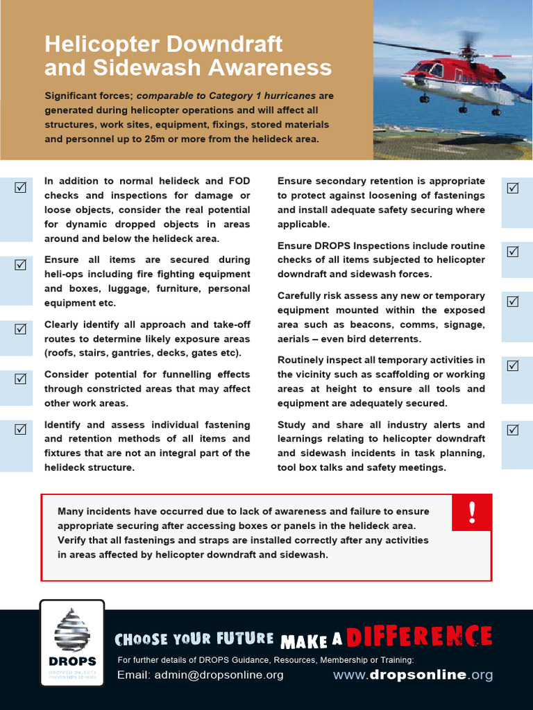 Helicopter Downdraft and Sidewash Awareness | PDF | Safety