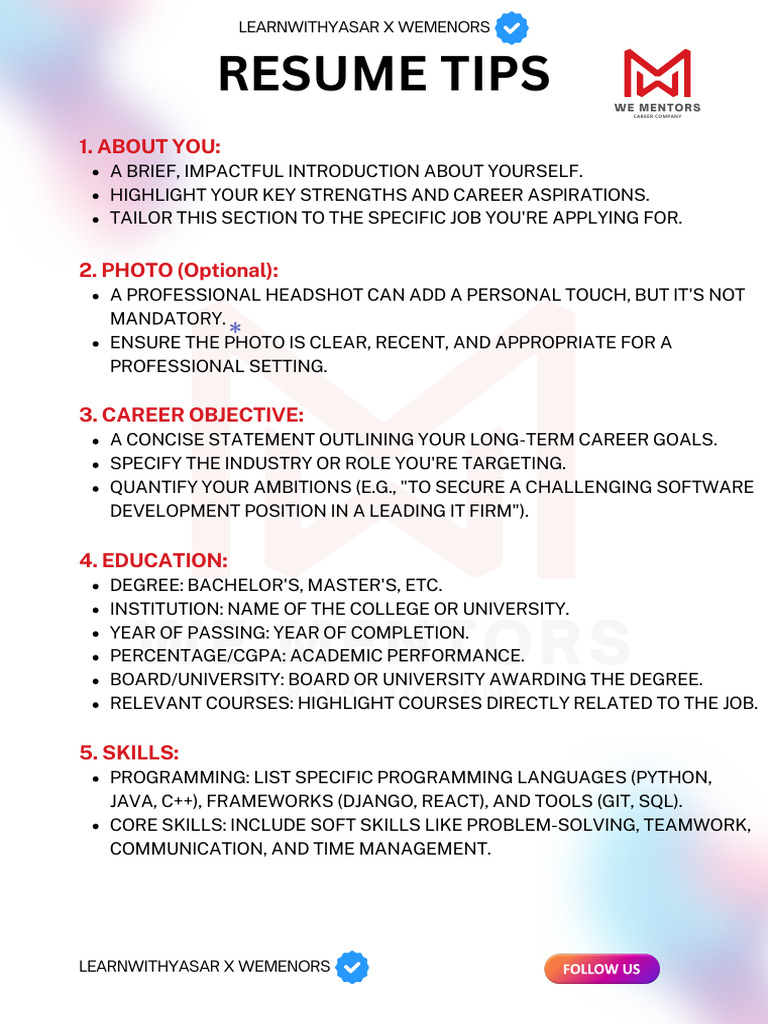 Resume Tips | PDF | Mentorship | Résumé