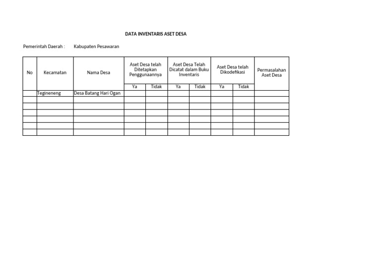 Blangko Data Inventaris Desa | PDF