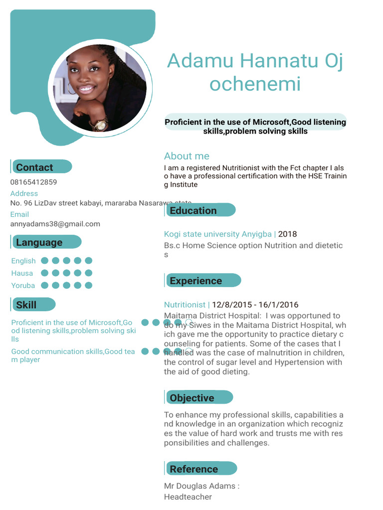 cv_8_1730524403897 | PDF | Nutrition | Diet & Nutrition