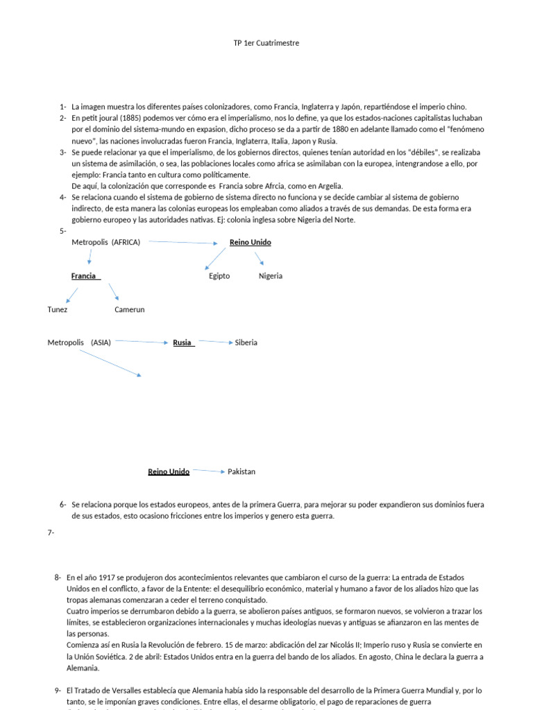TP 1er Cuatrimestre | PDF | Imperio ruso | Imperialismo