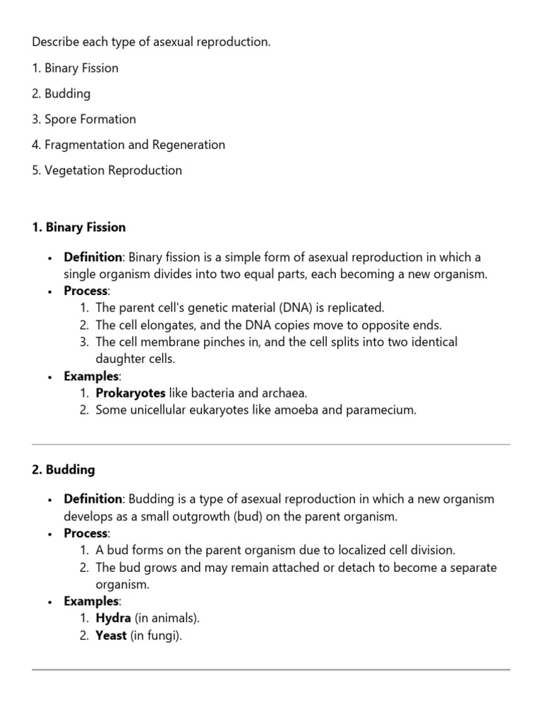 Asexual reproduction | PDF | Sexual Reproduction | Cell (Biology)