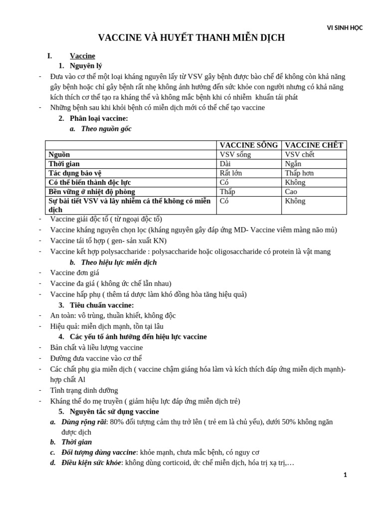 Vaccine Và Huyết Thanh Miễn Dịch | PDF