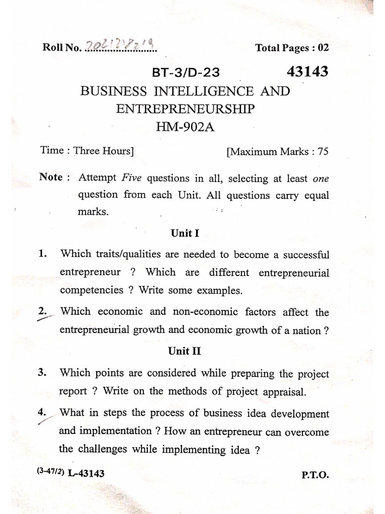 Bie 2023 Kuk 3rd Sem Cse | PDF