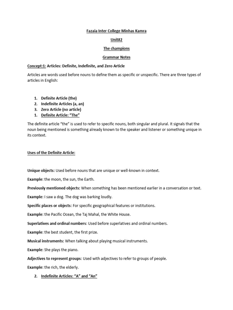 Unit 2 Notes | PDF | Pronoun | Noun