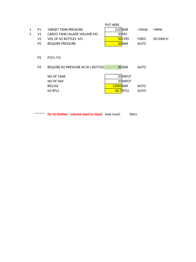 Nitrogen Pressure Calculation Guide | PDF