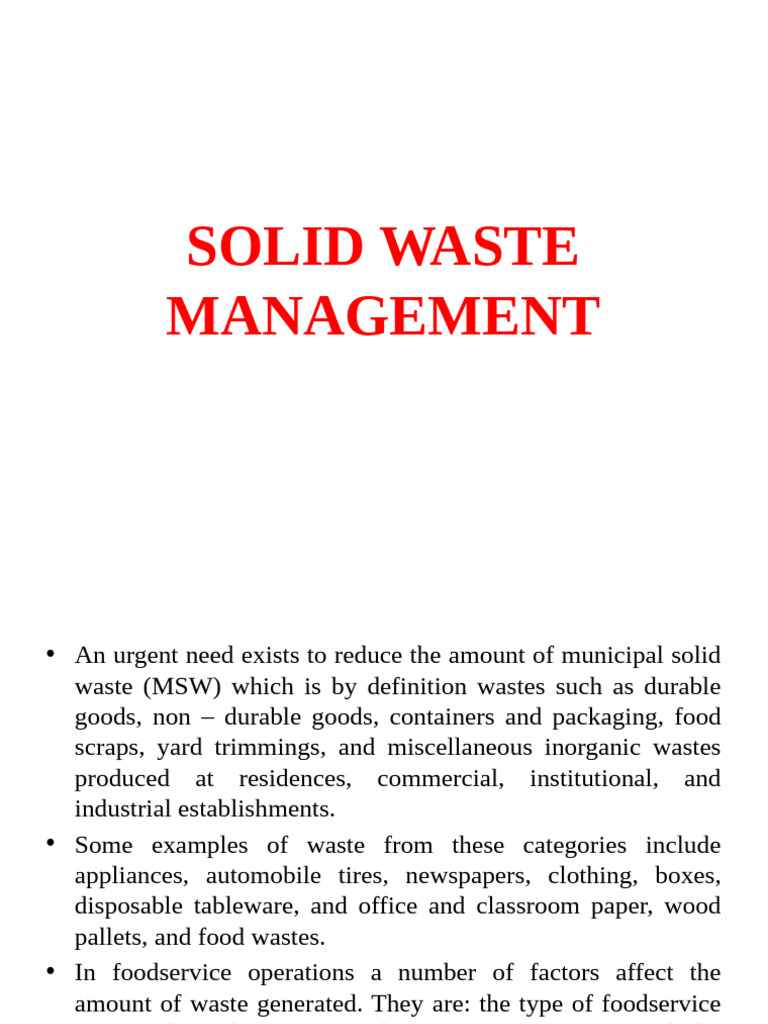 Solid Waste Management | PDF | Municipal Solid Waste | Waste