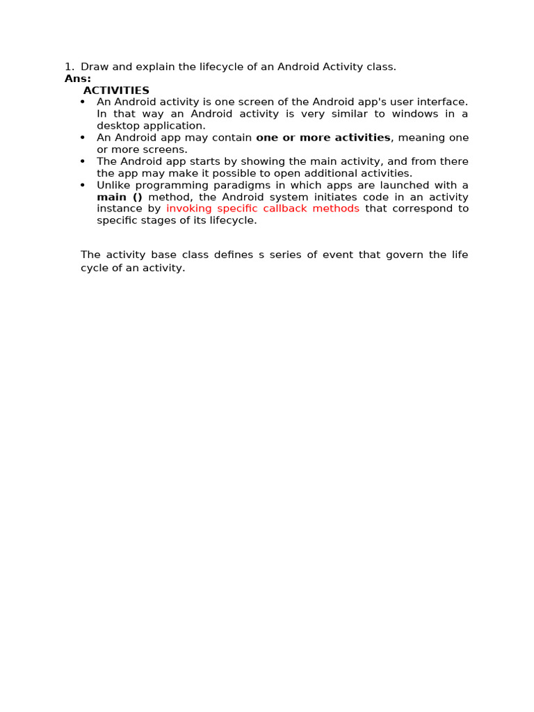 Activity Life Cycle | PDF | Android (Operating System) | Application Software