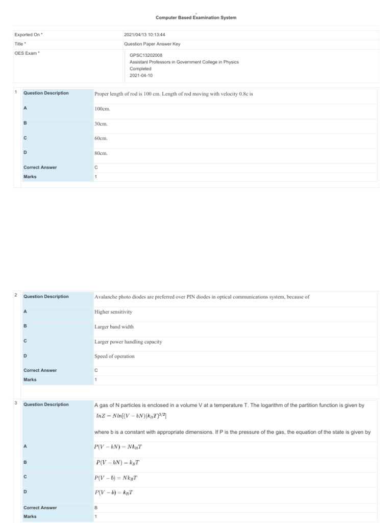 Computer-Based Physics Exam Questions | PDF | Polarization (Waves) | Waves