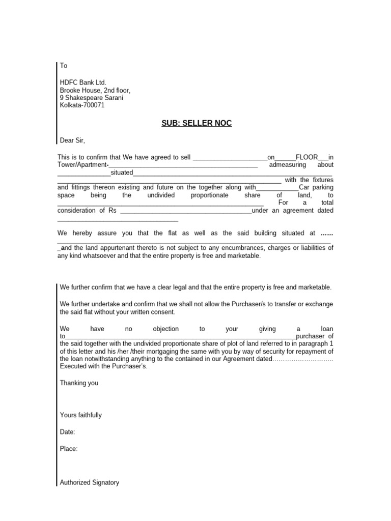 Builder & Seller - NOC | PDF