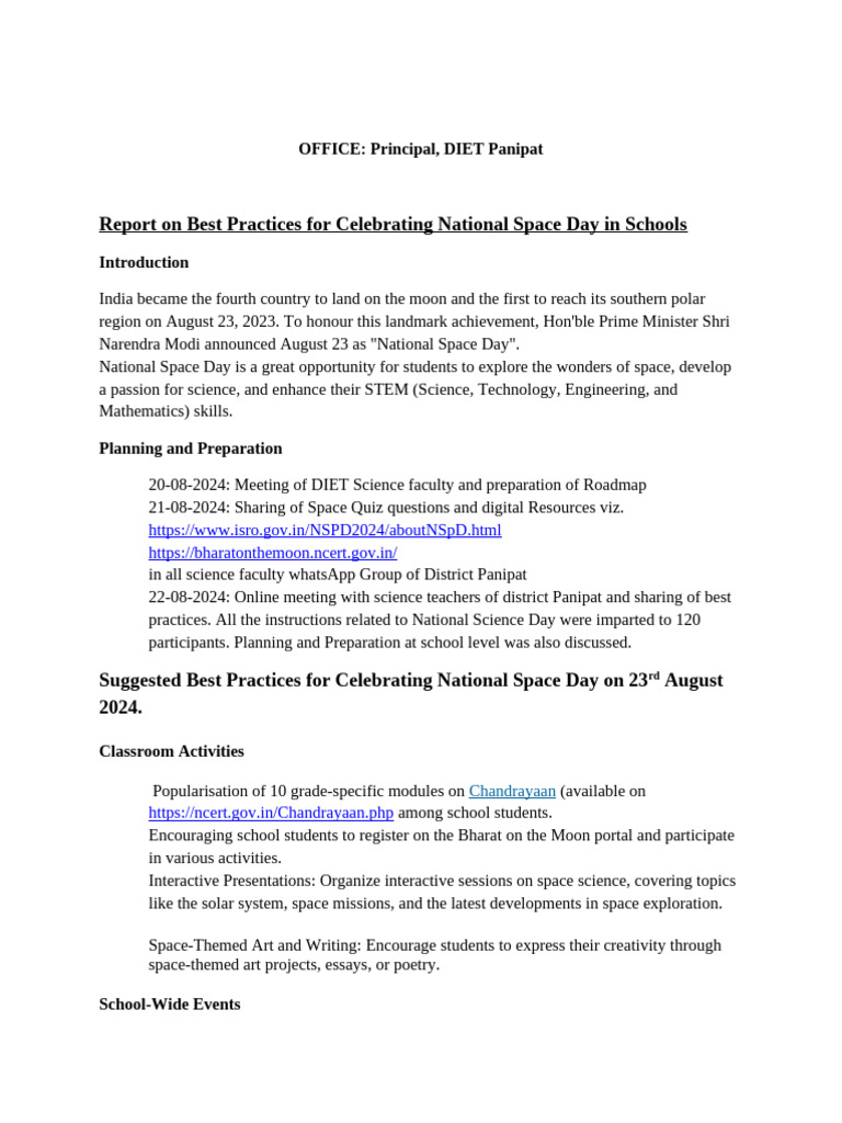 Space Day Report | PDF | Science
