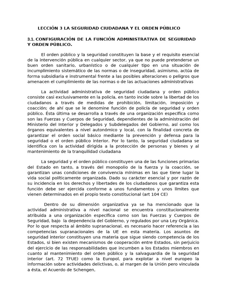 LECCI‡N 3 LA SEGURIDAD CIUDADANA Y EL ORDEN PÈBLICO | PDF | Policía | Documento de identidad