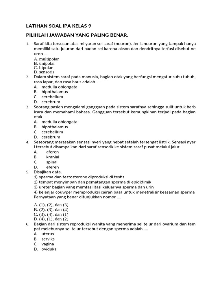LATIHAN SOAL IPA 9 | PDF