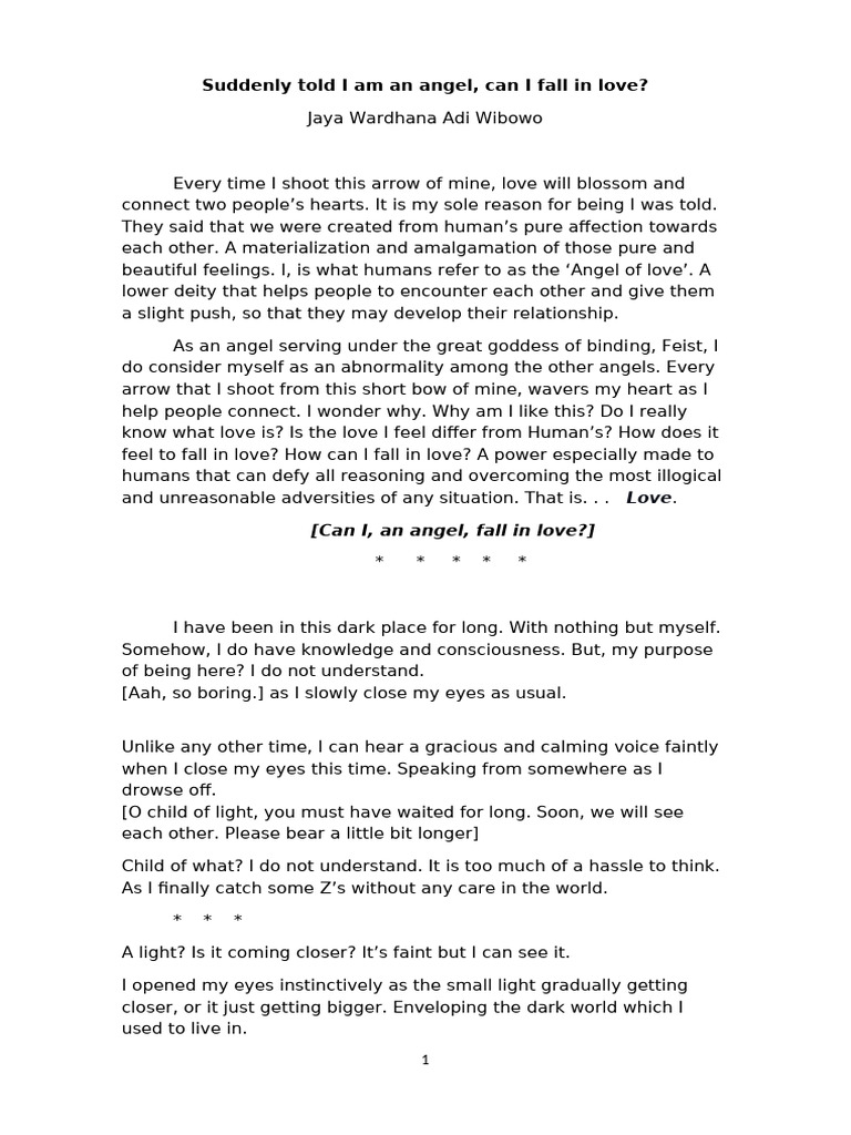 Story (5) - Suddenly Told I Am An Angel, Can I Fall in Love | PDF