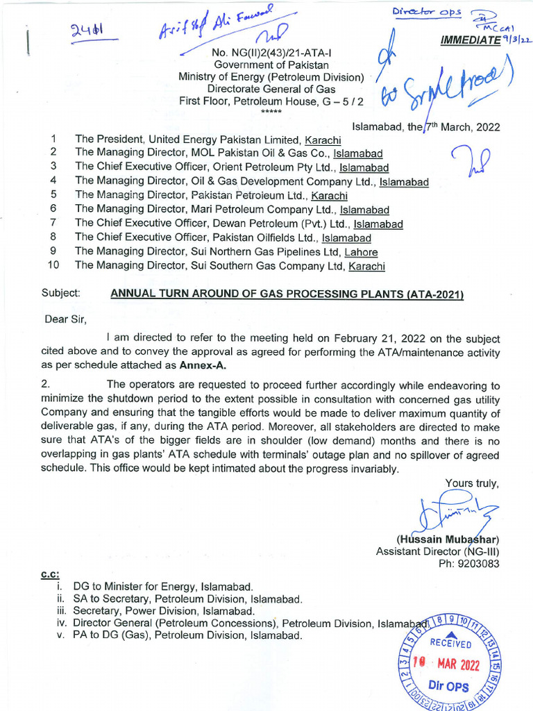 Annual Turn Around of Gas Processing Plants (ATA-2022) | PDF
