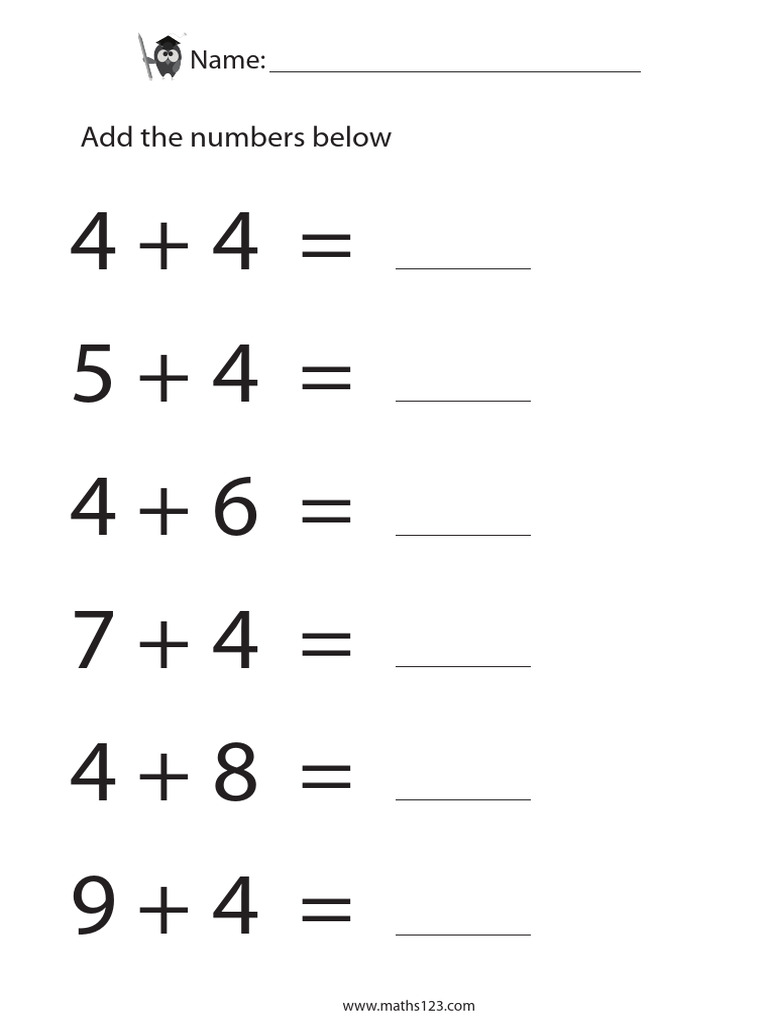 Adding Numbers Worksheet 4 Mixed 1 | PDF