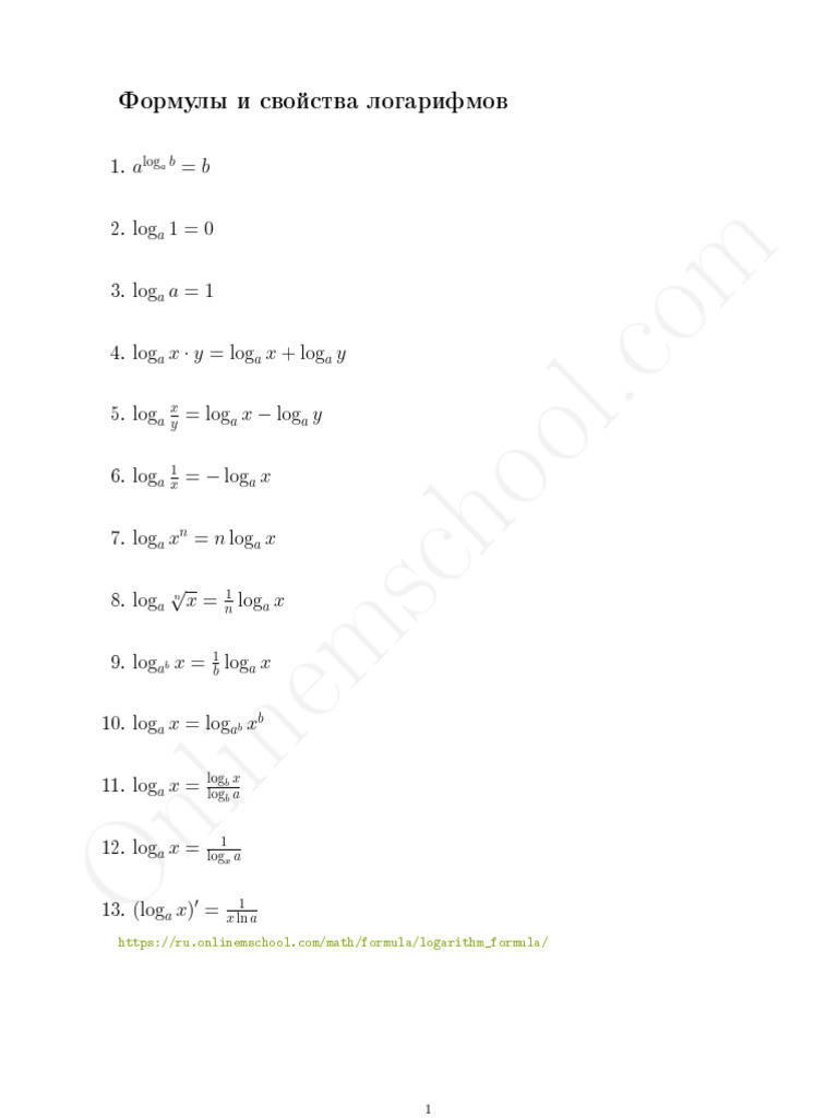 Onlinemschool Log Formula Ru | PDF
