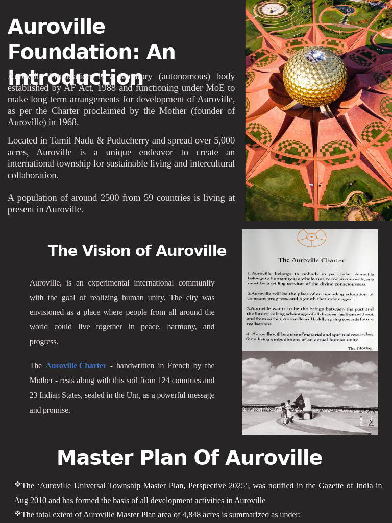 Auroville Foundation An Introduction | PDF | Auroville
