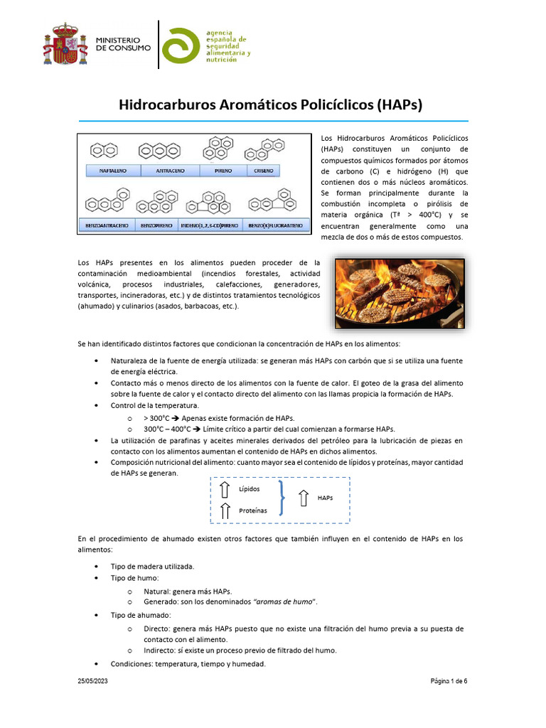 Ficha HAPs 2023 | PDF | Alimentos | Hidrocarburo Aromático Policíclico