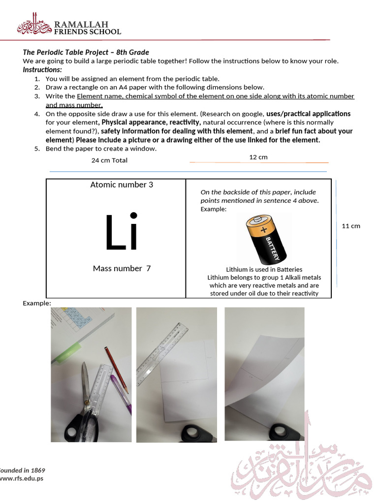 Periodic Table Project - Guide | PDF