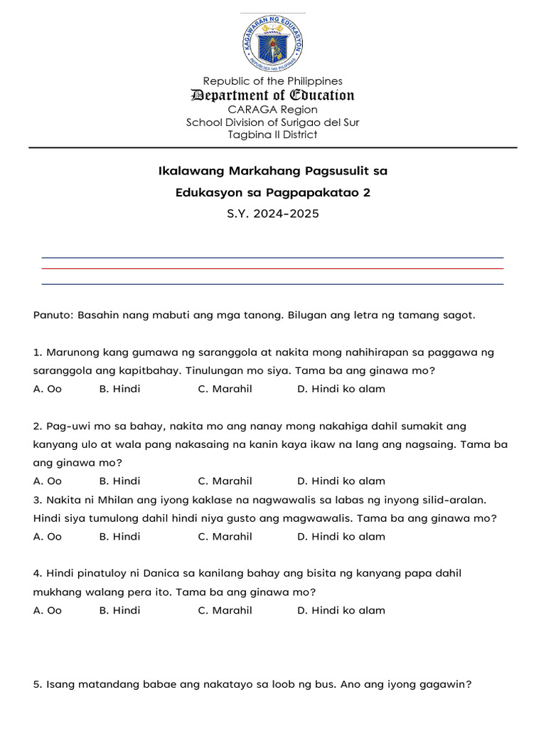 2nd Quarter TQs and AK ESP 2 | PDF
