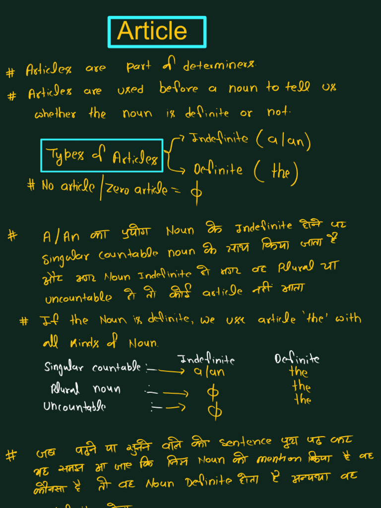 158) (GRAMMAR) (ARTICLE) Article 01 (Class Notes) | PDF