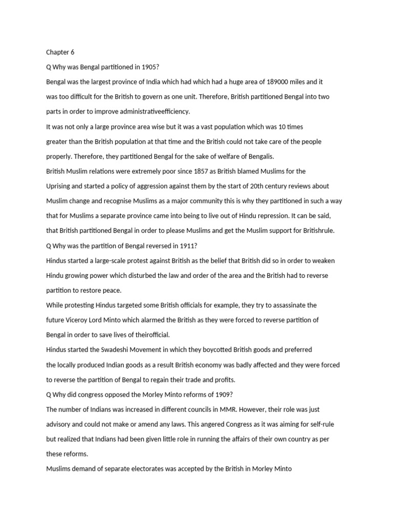 Pakistan Movement Qs and Ans | PDF | British Raj | Partition Of India