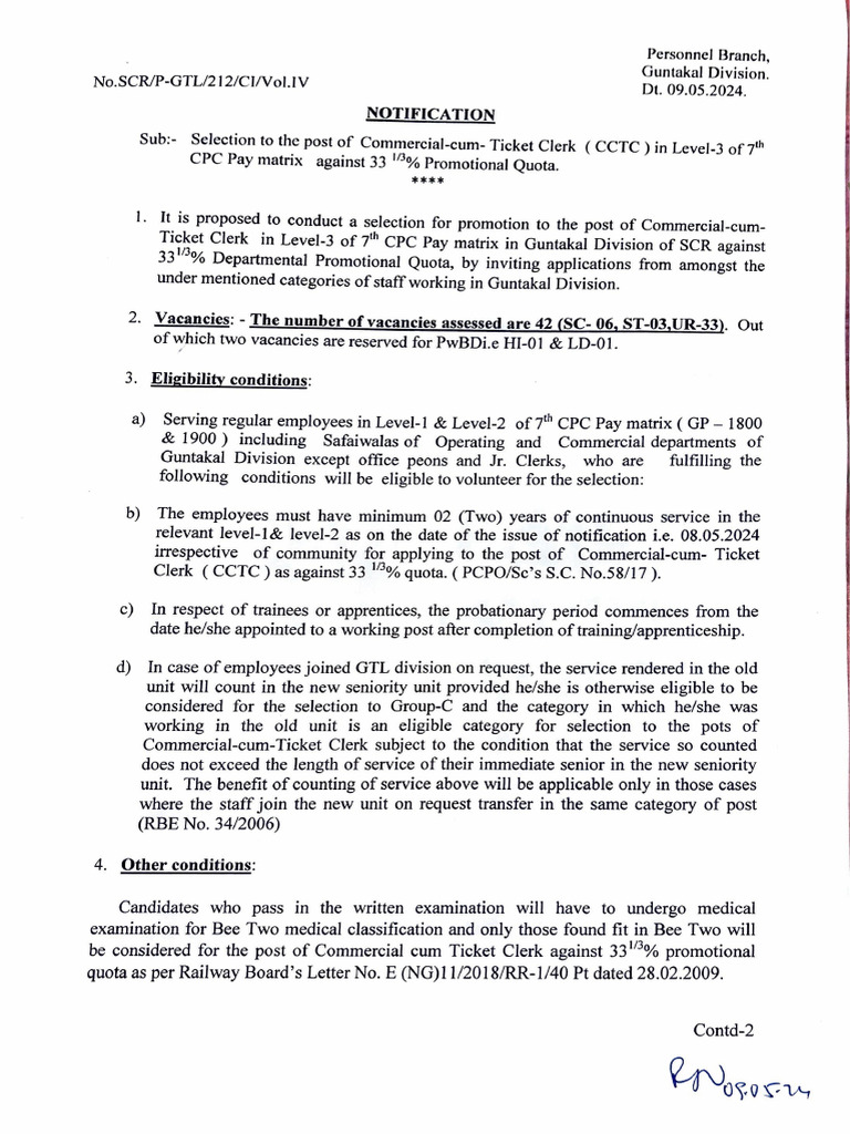 Notification of Selection to the Post of CCTC in Lecel-03 Against 33 1. ...