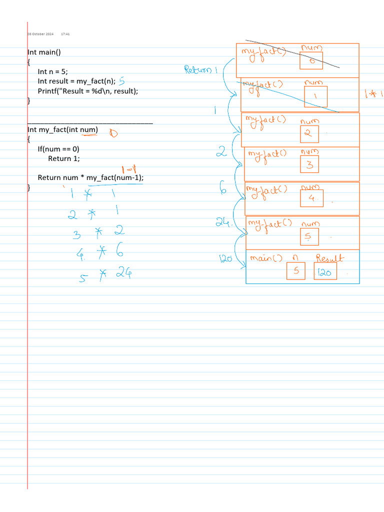 C Program: Factorial Using Recursion | PDF