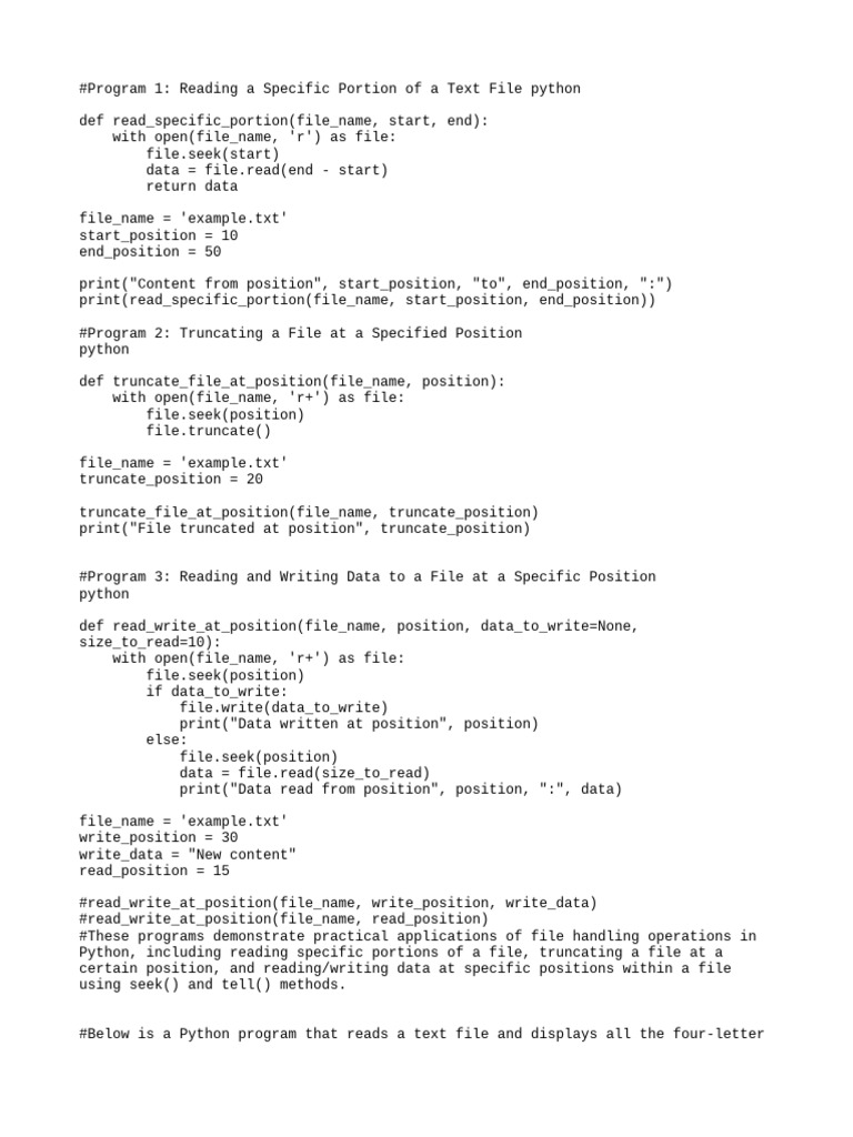 Reading a Specific Portion of a Text File python | PDF | Filename ...
