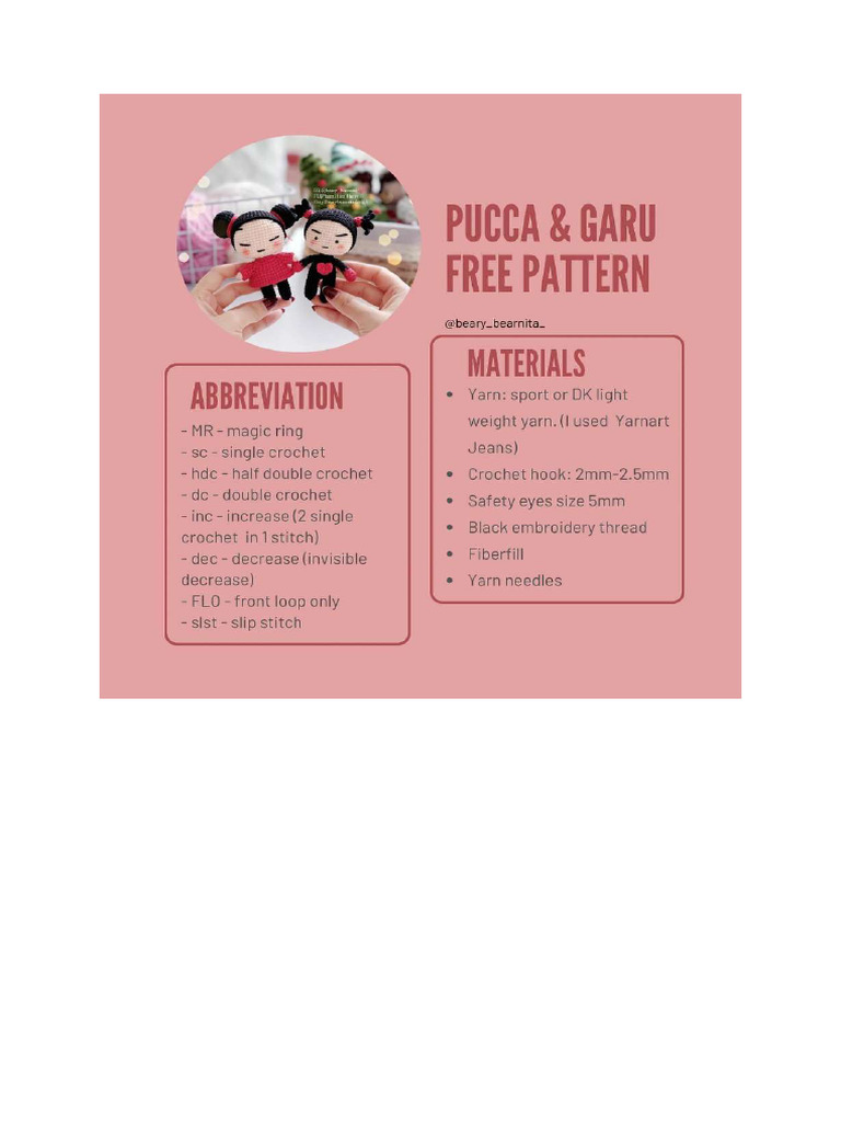 Amigurumi Pucca and Garu Crochet Doll Free Pattern | PDF