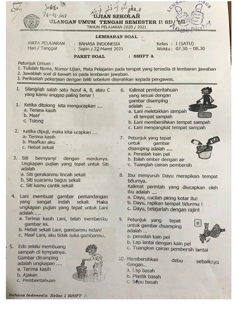 Kelas 1 Mid Sem 2 | PDF