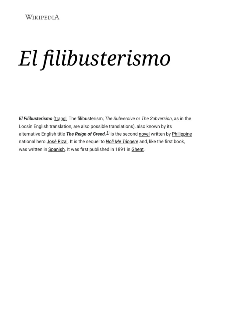 El Filibusterismo - Wikipedia | PDF