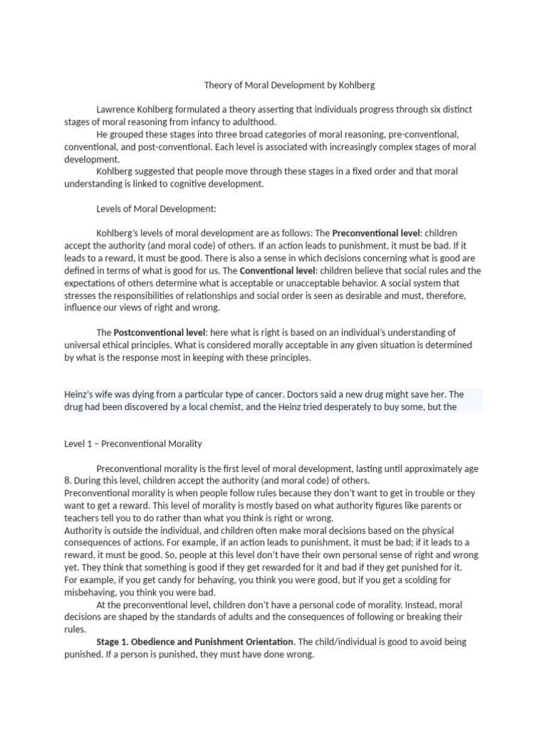 Theory of Moral Development by Kohlberg 3 | PDF | Morality ...